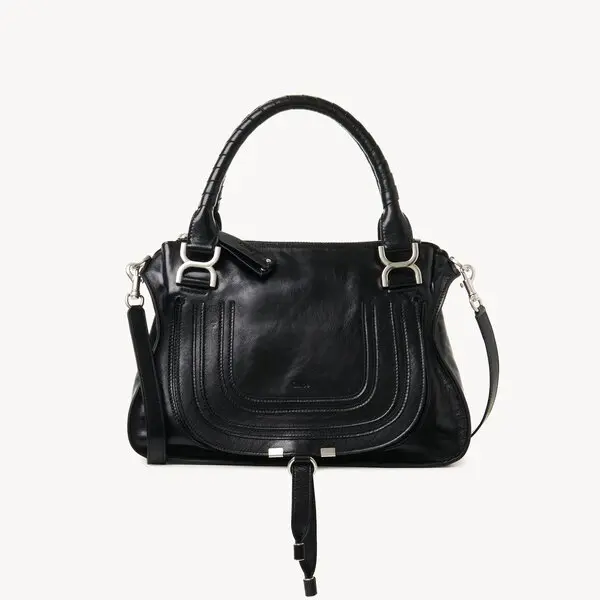 Chloé Marcie Bag In Shiny Leather - Black