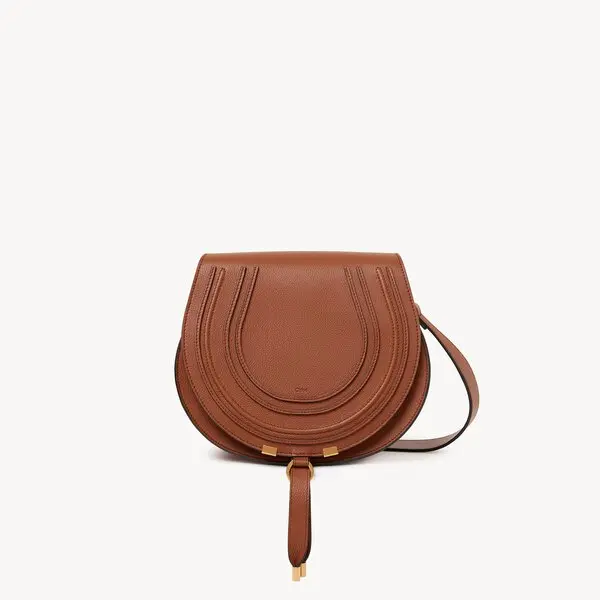 Chloé Marcie Saddle Bag In Grained Leather - Tan