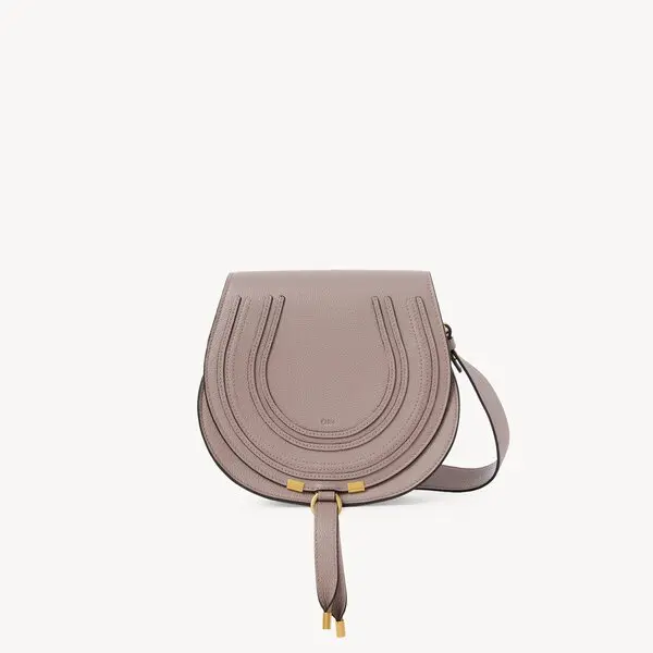 Chloé Marcie Saddle Bag In Grained Leather - Twilight Purple