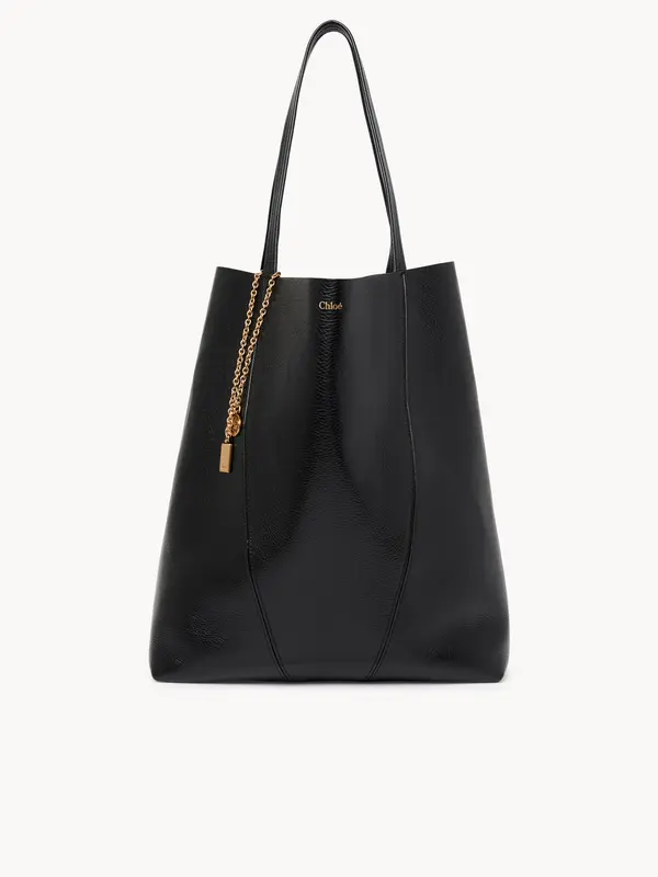 Chloé Grained Leather Spin Tote Bag With Chain Detail