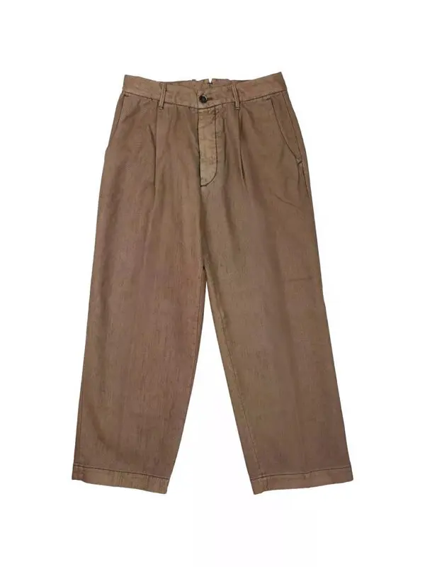 NINE:INTHE:MORNING Pleated Straight-leg Trousers - Brown