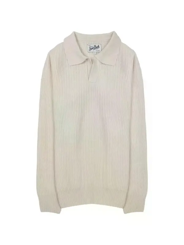 MC2 SAINT BARTH Ribbed-knit Polo-collar Sweatshirt