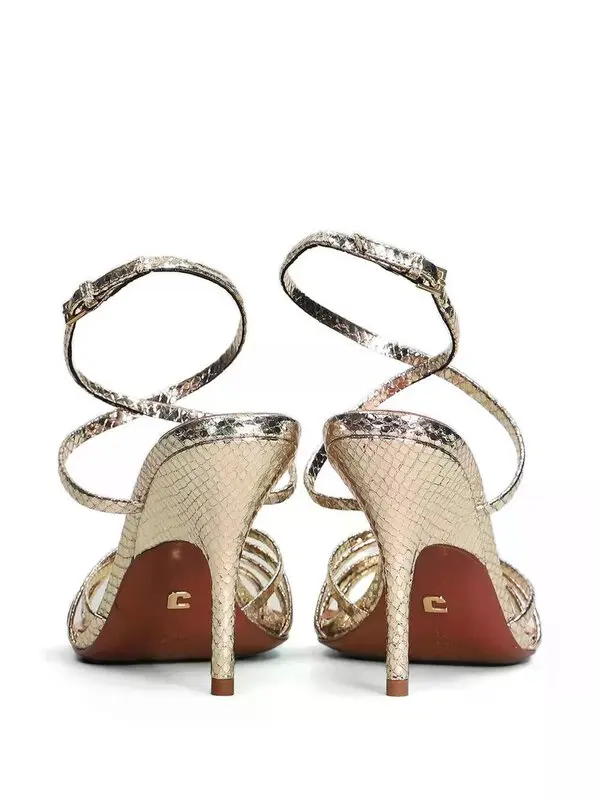 Lola Cruz Raquelle Snakeskin Effect Strappy Sandals - Gold