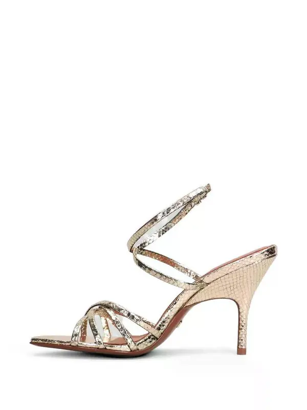 Lola Cruz Raquelle Snakeskin Effect Strappy Sandals - Gold