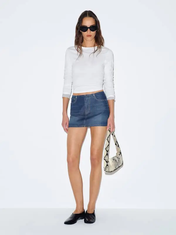 REFORMATION Rylee Low Rise Denim Mini Skirt