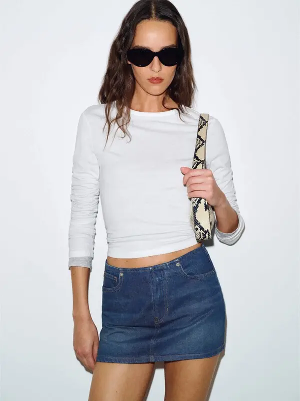 REFORMATION Rylee Low Rise Denim Mini Skirt - Blue