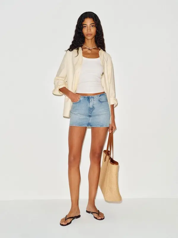 REFORMATION Rylee Low Rise Denim Mini Skirt - Blue
