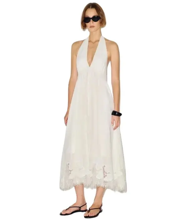 REFORMATION Valeraine Lace Trim Dress - Ivory