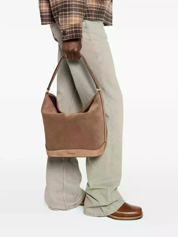 Sandro Leather Shoulder Bag - Brown