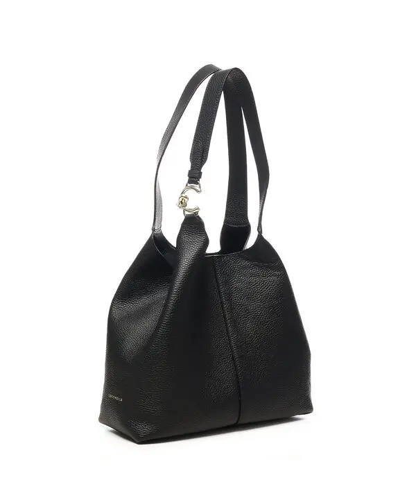 COCCINELLE C-easy Logo Plaque Shoulder Bag - Black