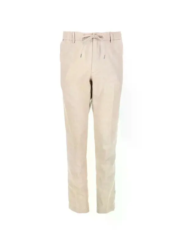 BOSS Beige Marl Effect Drawstring Waist Tapered Trousers
