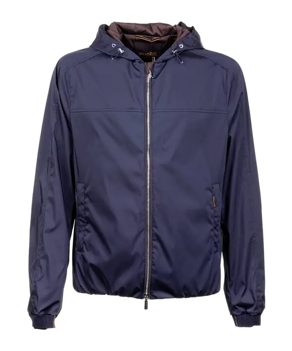 MOORER Hooded Long Sleeve Zip-up Jacket