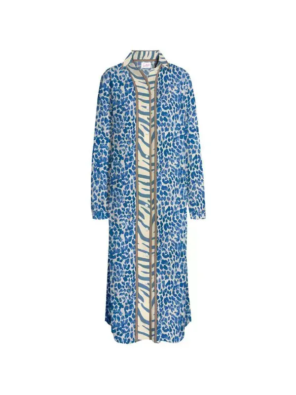 MC2 SAINT BARTH Cotton Animal Print Shirt Dress - Blue