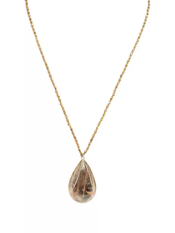 MADISON Rutilated Quartz Beaded Necklace With Topaz Pendant - Red
