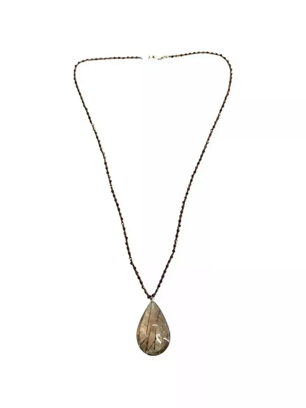 MADISON Rutilated Quartz Beaded Necklace With Topaz Pendant