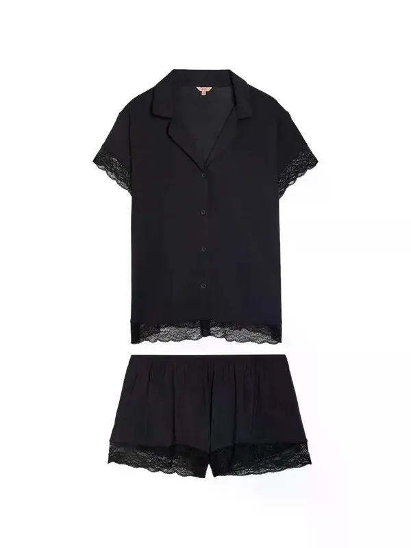 Eberjey Malou Lace-trim Pajamas Set - Black