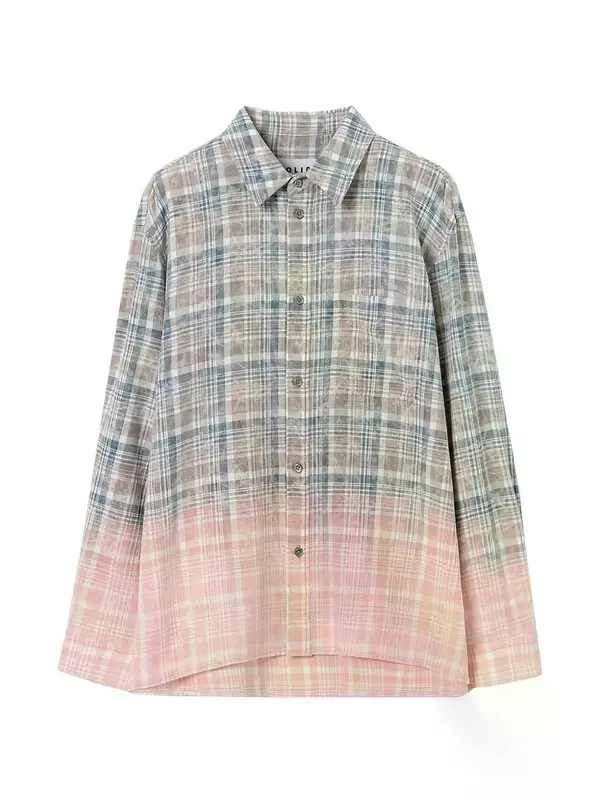 SOLID HOMME Gradient-effect Checked Shirt