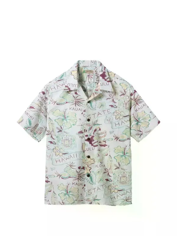 SUN SURF Graphic-print Short-sleeve Shirt - White