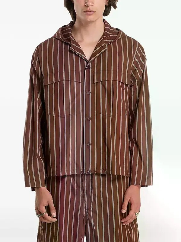 Études Studio Striped Hooded Shirt Jacket