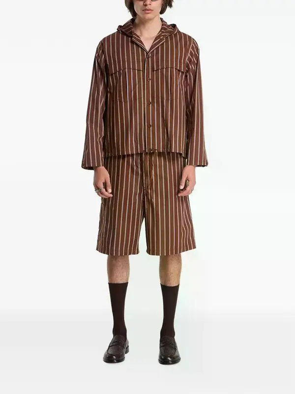 Études Studio Striped Hooded Shirt Jacket