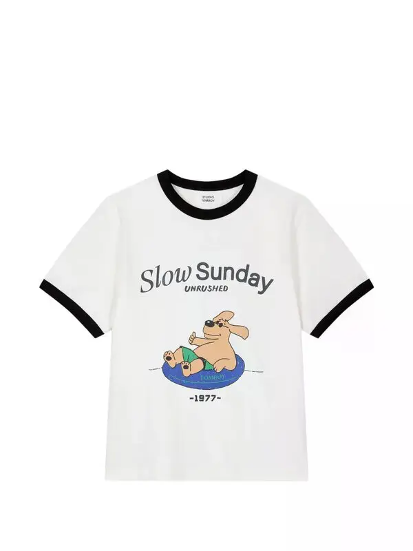 STUDIO TOMBOY Character Print Ringer T-shirt - White