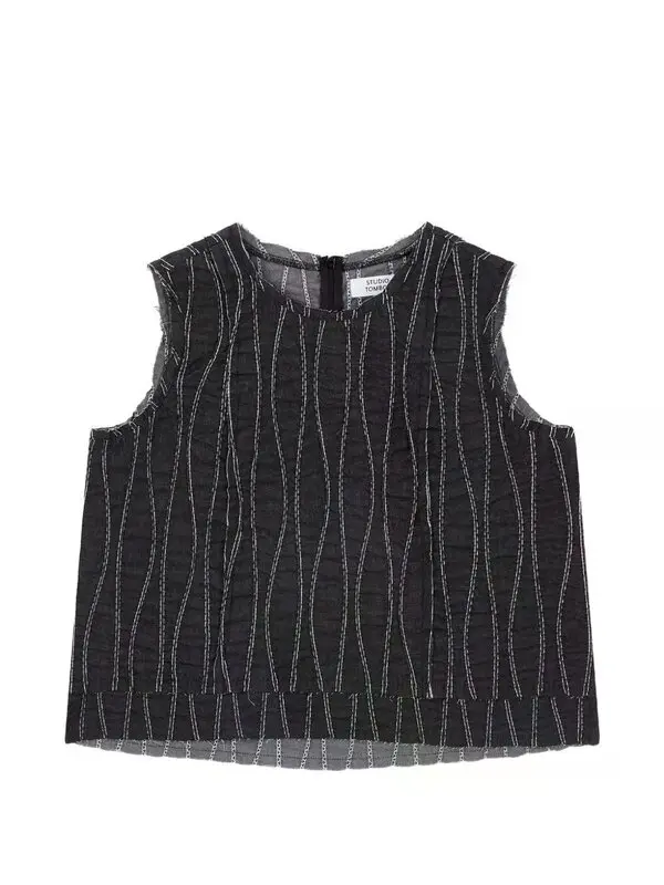 STUDIO TOMBOY Wave-stitch Frayed Top