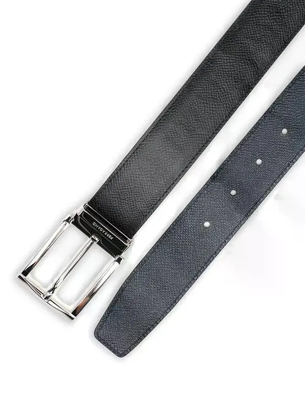 FERRAGAMO Reversible Grained Leather Belt With Silver-tone Buckle