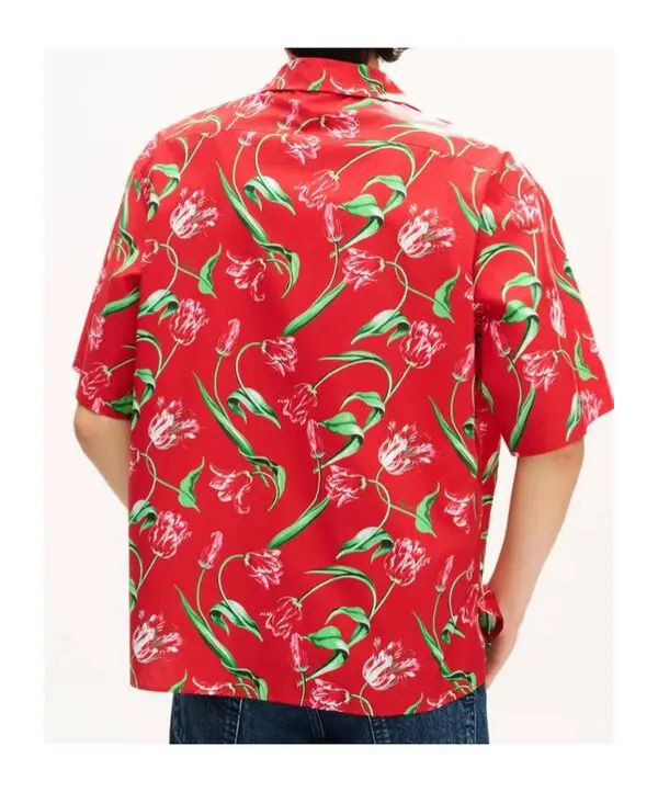 Kenzo Tulip' Hawaiian Short Sleeve Shirt In Cotton - Red
