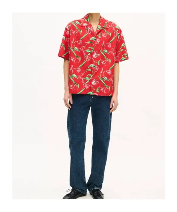 Kenzo Tulip' Hawaiian Short Sleeve Shirt In Cotton - Red