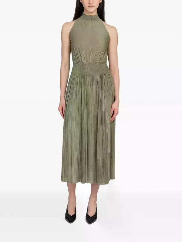 SAMSOE SAMSOE Pleated Smocked-waist Midi Dress