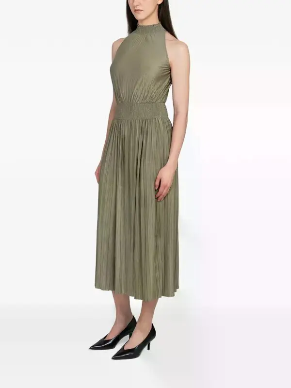 SAMSOE SAMSOE Pleated Smocked-waist Midi Dress