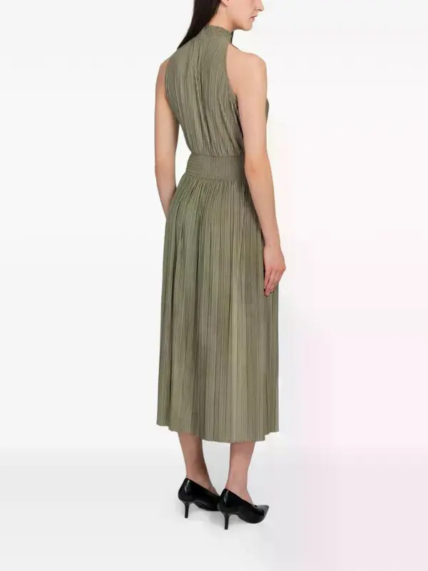 SAMSOE SAMSOE Pleated Smocked-waist Midi Dress