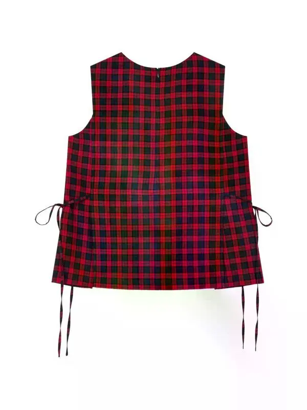 STUDIO TOMBOY Checkered Side-tie Sleeveless Blouse