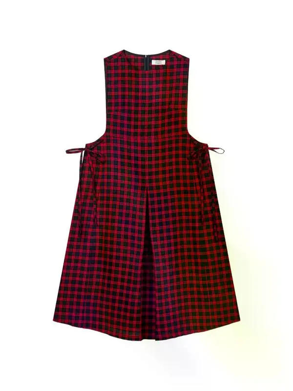 STUDIO TOMBOY Checkered Tie-fastening A-line Midi Dress - Red
