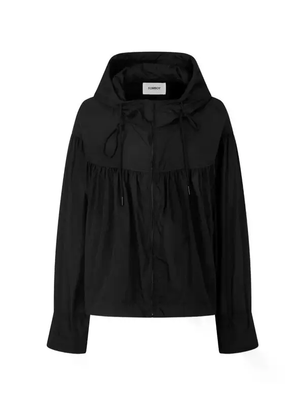 STUDIO TOMBOY Shirred Cropped Windbreaker Jacket