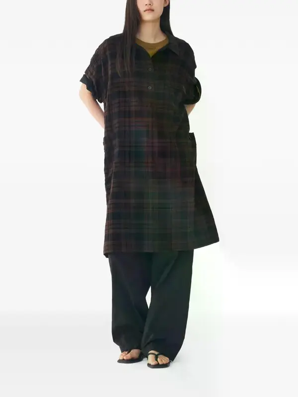 STUDIO TOMBOY Checkered Short-sleeve Midi Dress