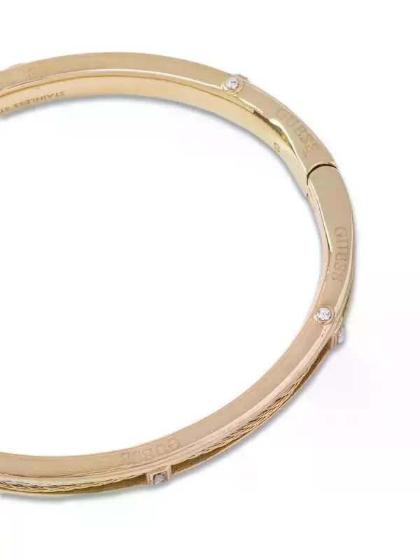 Guess Kalybe Crystal-embellished Cable-detail Bracelets - Gold