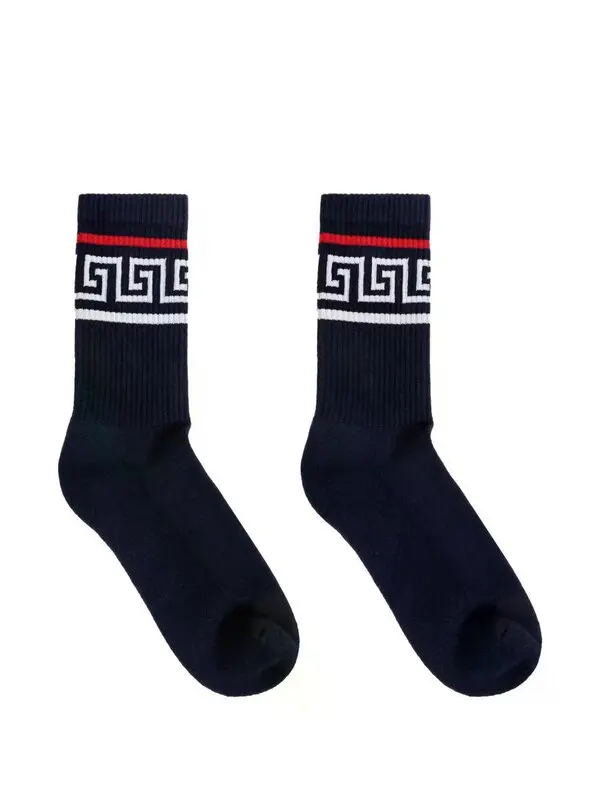Versace Greca Pattern Ribbed Socks