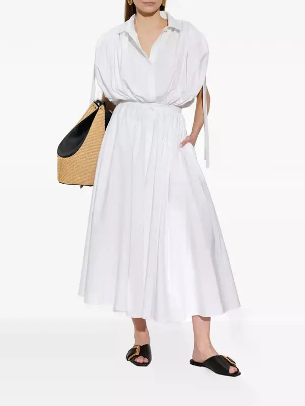 Givenchy Midi Gathered-sleeve Shirt Dress - White