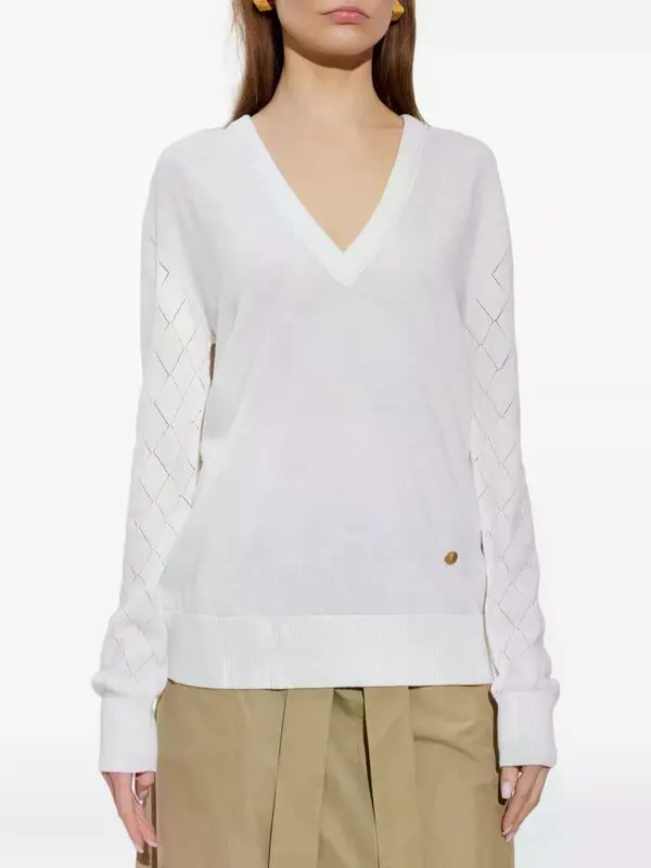 Balmain Pointelle Knit V-neck Sweater