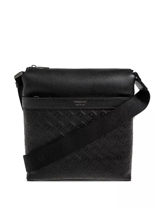 FERRAGAMO Gancini Embossed Leather Tote Bag