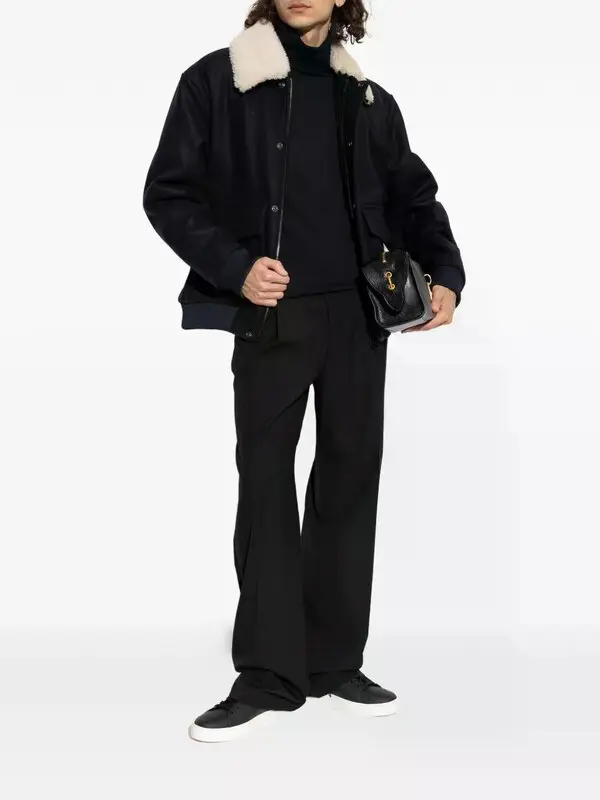Balmain Shearling Collar Bomber Jacket