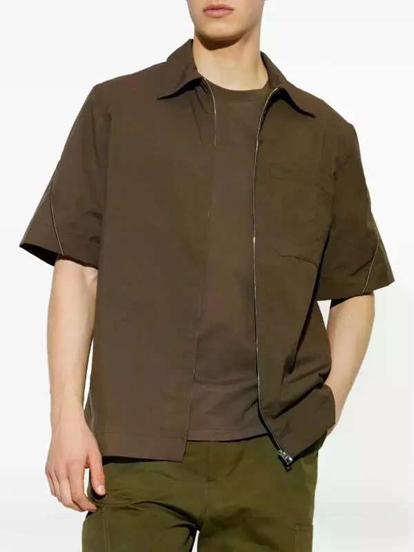 Givenchy Logo-embroidered Zip-up Shirt