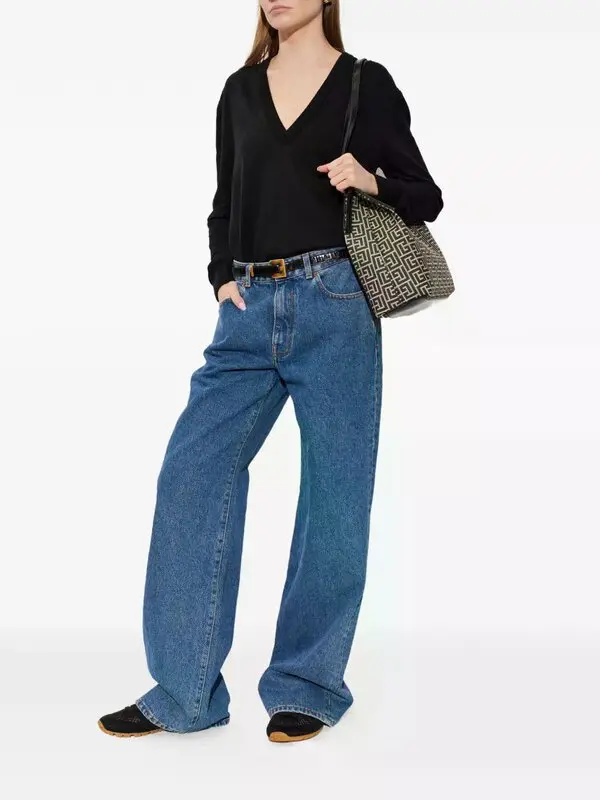 Balmain Diamond-knit V-neck Sweater
