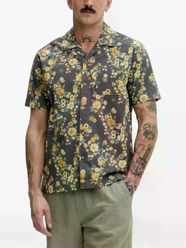 Hurley Floral-print Short-sleeve Shirt - Grey