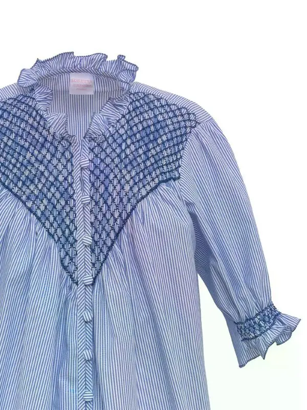 Loretta Caponi Milvia Striped Cotton Blouse - Blue