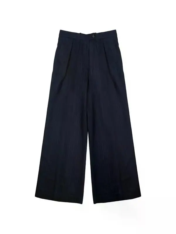 NINE:INTHE:MORNING Navy Pinstriped Pleated Trousers - Blue