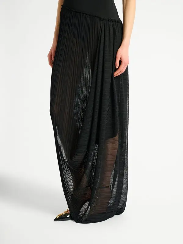 Balmain Long Draped Viscose Dress - Black