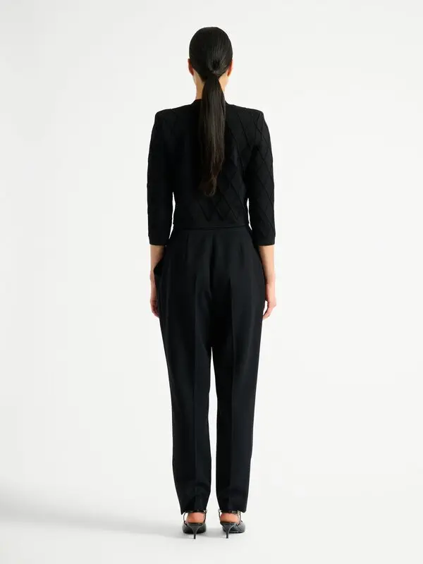 Balmain Cropped Quilted Knit Cardigan