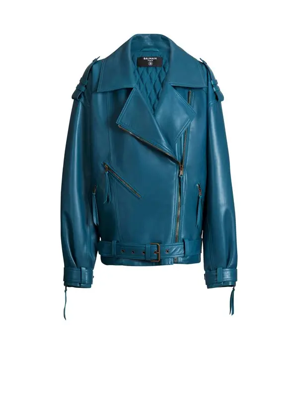 Balmain Lambskin Leather Biker Jacket